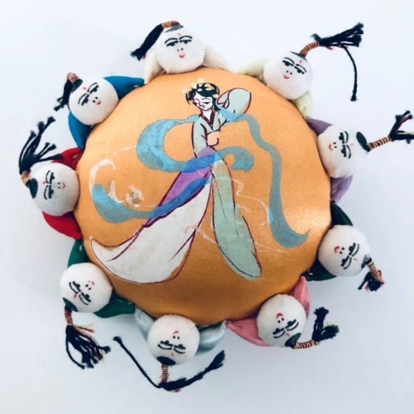 Other | Vintage Oriental Satin Pin Cushion Kid Wrestlers Chinese Design ...
